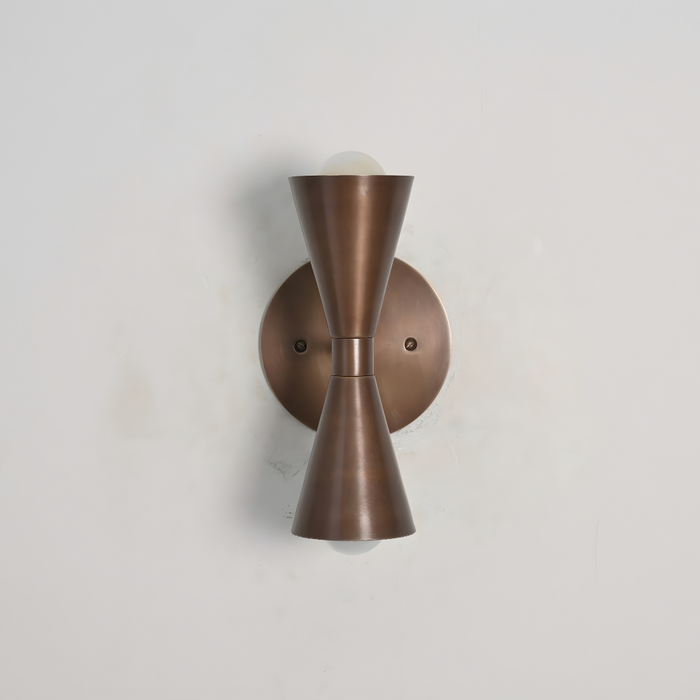 Dual Cone Brass Wall Lamp - Double Minimalist Globe Sconce