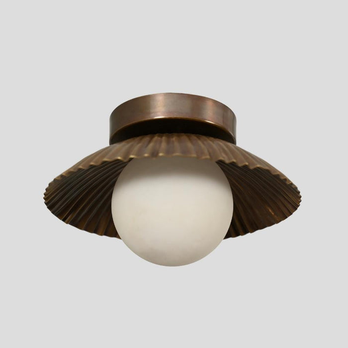 Brass Lamp Glass Globe - Flush Mount Ceiling Light