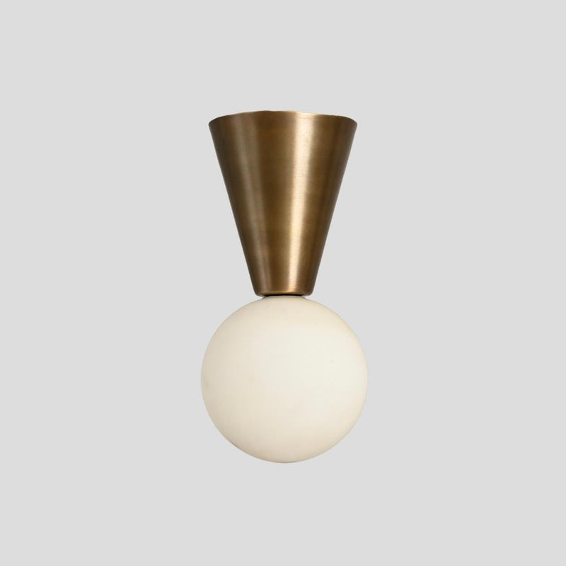 Brass Cone Flush Mount - Mid Century Ceiling Light